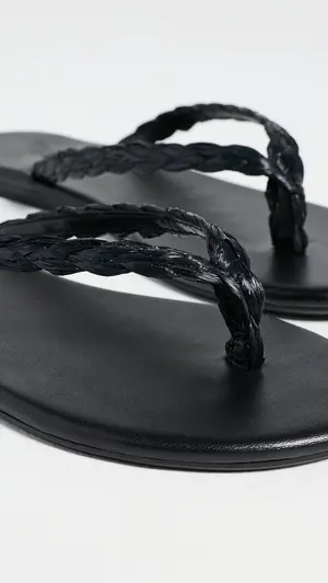 ANCIENT GREEK SANDALS Saionara Raffia Flip Flop - Black