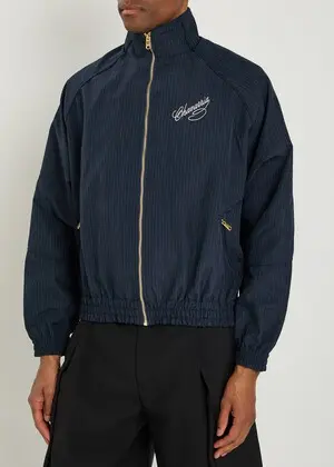 WILLY CHAVARRIA Ruff Rider Pinstriped Woven Track Jacket - Navy