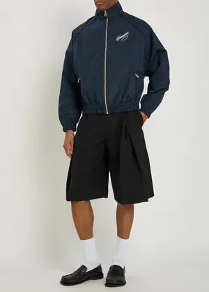 WILLY CHAVARRIA Ruff Rider Pinstriped Woven Track Jacket - Navy