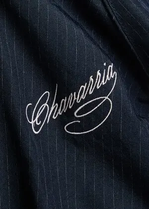 WILLY CHAVARRIA Ruff Rider Pinstriped Woven Track Jacket - Navy