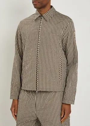 Moncler Gingham Crinkled Cotton-blend Jacket
