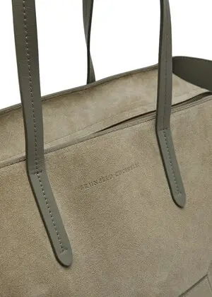 Brunello Cucinelli Medium Suede Tote Bag - Sand