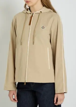 Moncler Sarracenia Hooded Shell Jacket - Beige