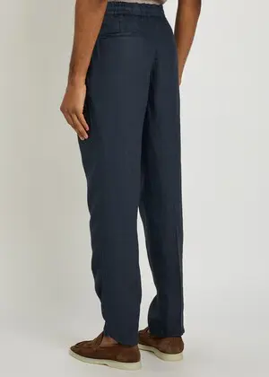 Brunello Cucinelli Tapered-leg Linen Trousers - Blue