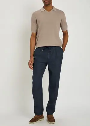 Brunello Cucinelli Tapered-leg Linen Trousers - Blue