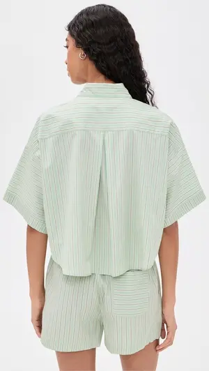 Rag & Bone Marin Short Sleeve Stripe Shirt - Grnst