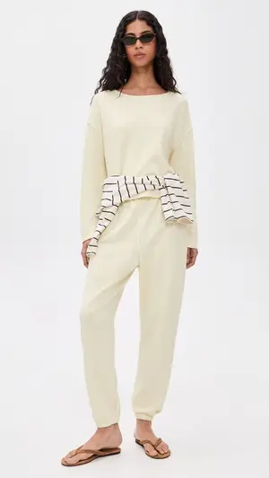 PERFECTWHITETEE Johnny French Terry Easy Sweatpants - Custard