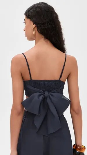 Susana Monaco Solid Linen Tie Back Top