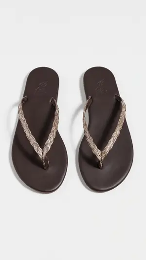 ANCIENT GREEK SANDALS Saionara Raffia Flip Flops - Brown