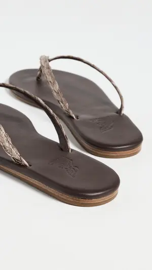 ANCIENT GREEK SANDALS Saionara Raffia Flip Flops - Brown
