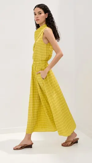 LE BOP Checked Seersucker Skirt - Chartreuse