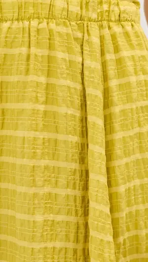 LE BOP Checked Seersucker Skirt - Chartreuse