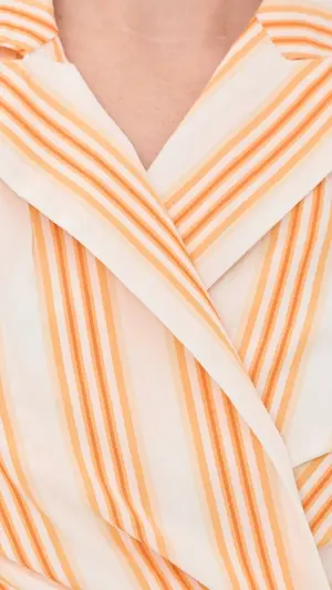 Rosie Assoulin Striped Cotton Halter Top With Wrap Detail - Orange Multi
