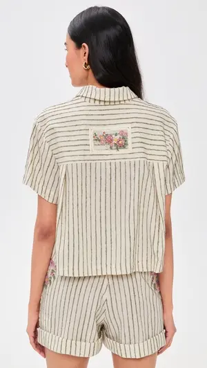 Agua Bendita Virtuosa Paraiso Shirt With Floral Appliques