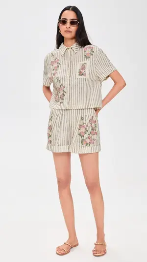 Agua Bendita Virtuosa Paraiso Shirt With Floral Appliques