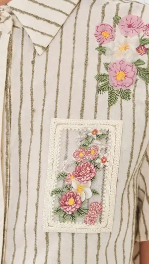 Agua Bendita Virtuosa Paraiso Shirt With Floral Appliques