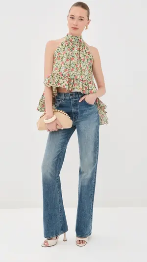 Azeeza Plath Cotton Voile Top With Ruffled High-low Hem - Florette