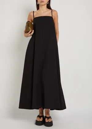 Studio Nicholson Gathered Cotton Midi Dress - Black