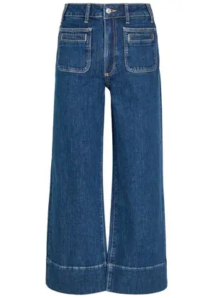 Paige Vanessa Patch Pocket Wide-leg Stretch Denim Jeans