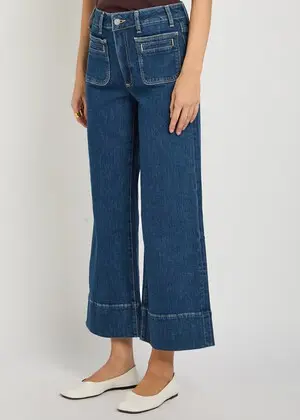 Paige Vanessa Patch Pocket Wide-leg Stretch Denim Jeans