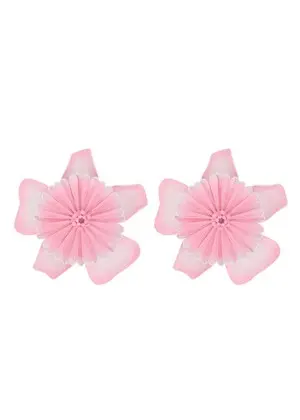 Chloé Bloom Flower Brass Earrings - Pink