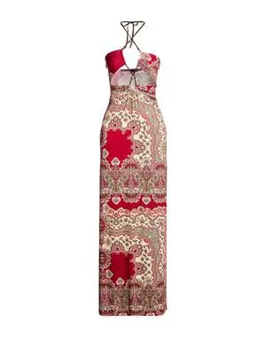 MISS BIKINI LUXE Multicolor Viscose & Elastane Cutout Halterneck Maxi Dress - Red