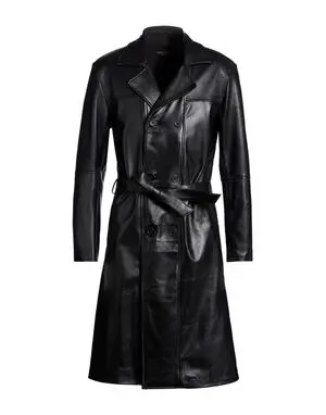 STREET LEATHERS Leather Trench Coat - Black
