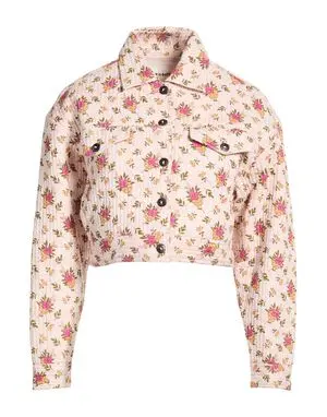 Antik Batik Floral Print Cropped Quilted Jacket - Pink