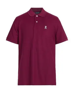 Psycho Bunny Man Polo Shirt Charcoal Size 42 Pima Cotton Red