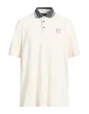 HACKETT Polo Shirt Ivory Size Cotton, Elastane - White
