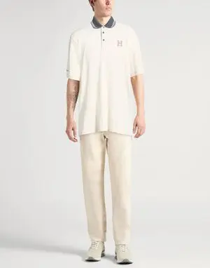 HACKETT Polo Shirt Ivory Size Cotton, Elastane - White