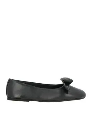N°21 Leather Ballet Flats With Bow Detailing - Black