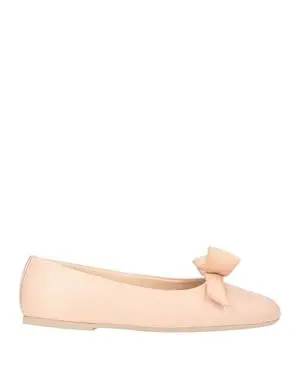 N°21 Leather Ballet Flats With Bow Detailing Blush