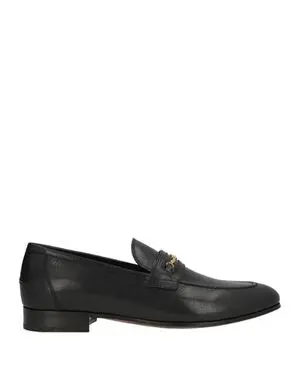 Valentino Garavani Leather Loafers With Gold Tone Chain Detailing - Black
