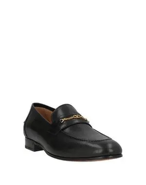 Valentino Garavani Leather Loafers With Gold Tone Chain Detailing - Black