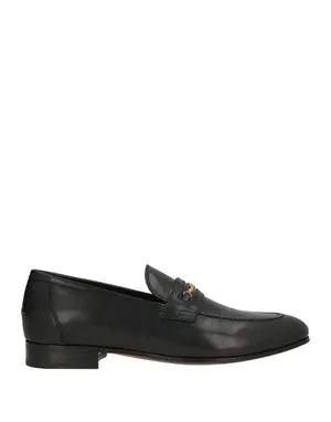 Valentino Garavani Leather Loafers With Gold Tone Chain Detailing - Black