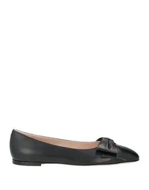 Valentino Garavani Leather Ballet Flats With Bow Detailing - Black