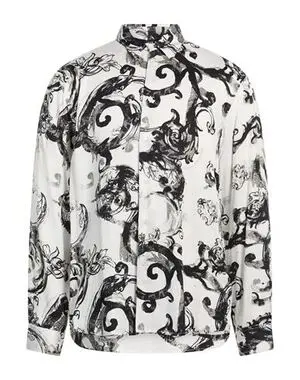 Men's White and Black Barocco Print Shirts