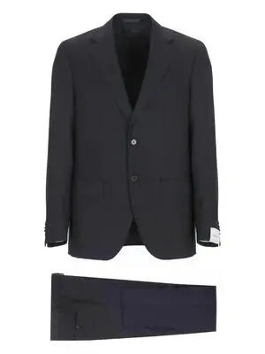 Caruso Notched-lapel Single-breasted Suit - Black