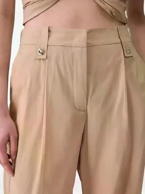 Liu Jo Pleated Trousers With Gold-tone Button Details - Neutrals