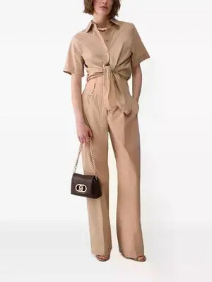 Liu Jo Pleated Trousers With Gold-tone Button Details - Neutrals