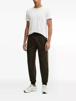 Guess Monogram-print Side-stripe Track Pants - Brown