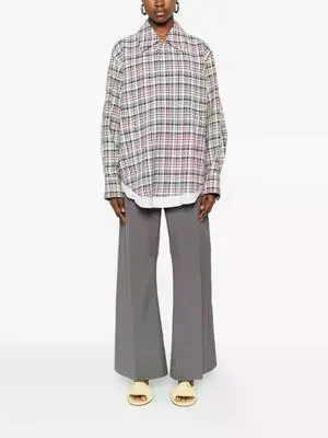 Victoria Beckham Cocoon Check-pattern Shacket - White