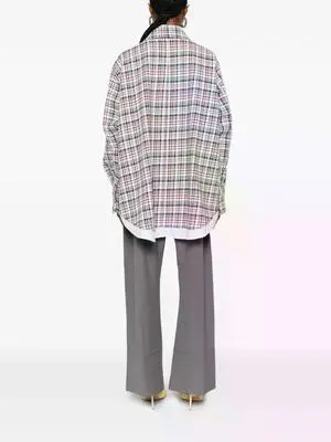 Victoria Beckham Cocoon Check-pattern Shacket - White