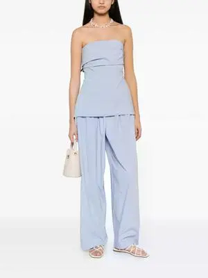 ST. AGNI Relaxed Wide-leg Trousers - Blue