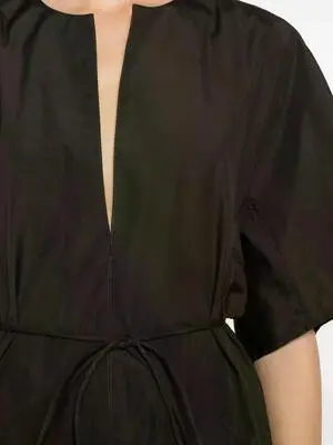 Veronique Leroy Belted V-neck Midi Dress