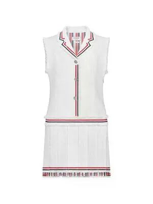 Thom Browne Tweed Pleated Sportcoat Dress - White