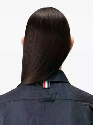 Thom Browne Sleeveless Silk Seersucker Pleated Shirtdress