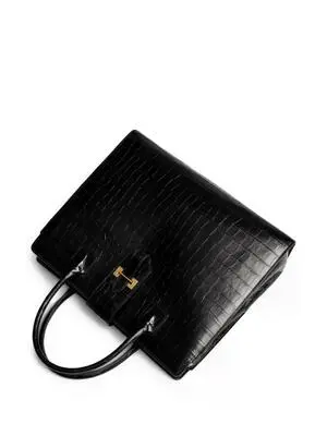 NILI LOTAN Croc-effect Leather Tote Bag