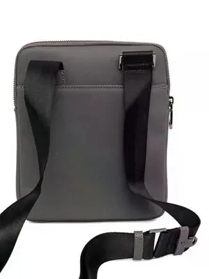 Guess Logo-plaque Cross-hatch Messenger Bag - Grey